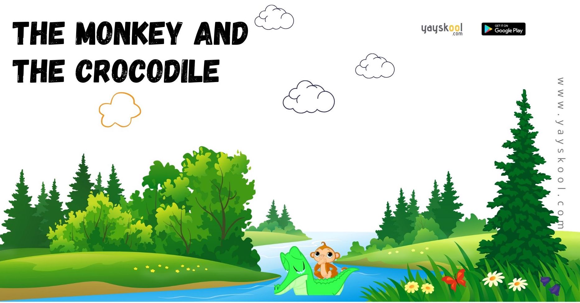 The Monkey and The Crocodile - Short Story For Kids